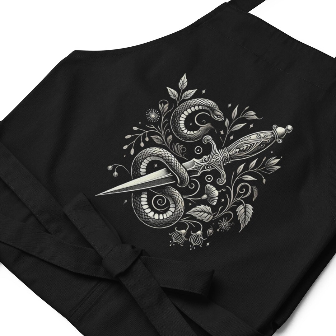 Gothic Snake Apron | Dagger and Serpent Apron | Dark Fantasy Apron ...