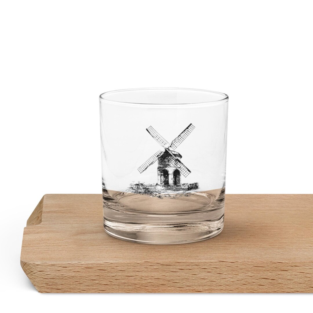 Vintage Windmill Whiskey Glass – Etched Farmhouse Barware - Etsy