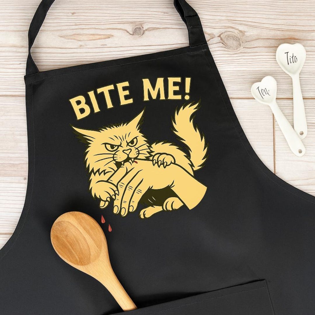 Angry Cat Apron Funny Kitchen Apron Gift for Him Cooking Baking BBQ ...