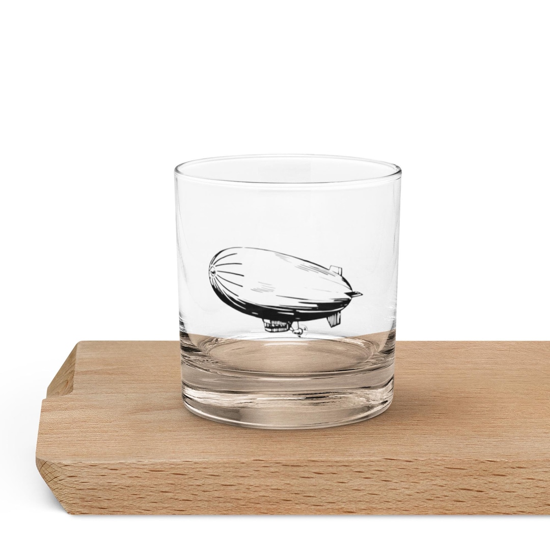 Vintage Airship Whiskey Glass, Unique Blimp Design, Aviation Enthusiast ...