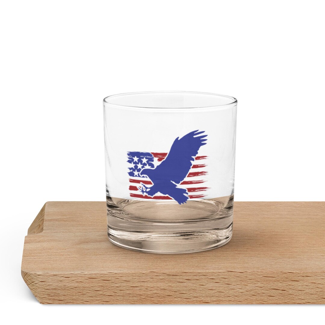 Patriotic American Eagle Whiskey Glass With Flag , USA Gift for ...