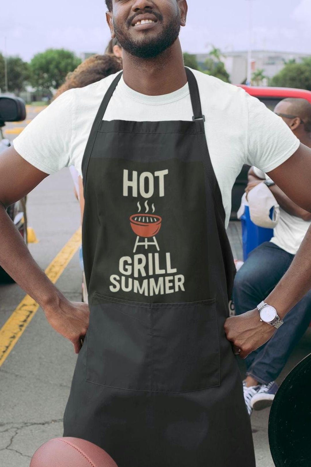 BBQ Apron: Hot Grill Summer, Organic Cotton Chef Outfit - Etsy