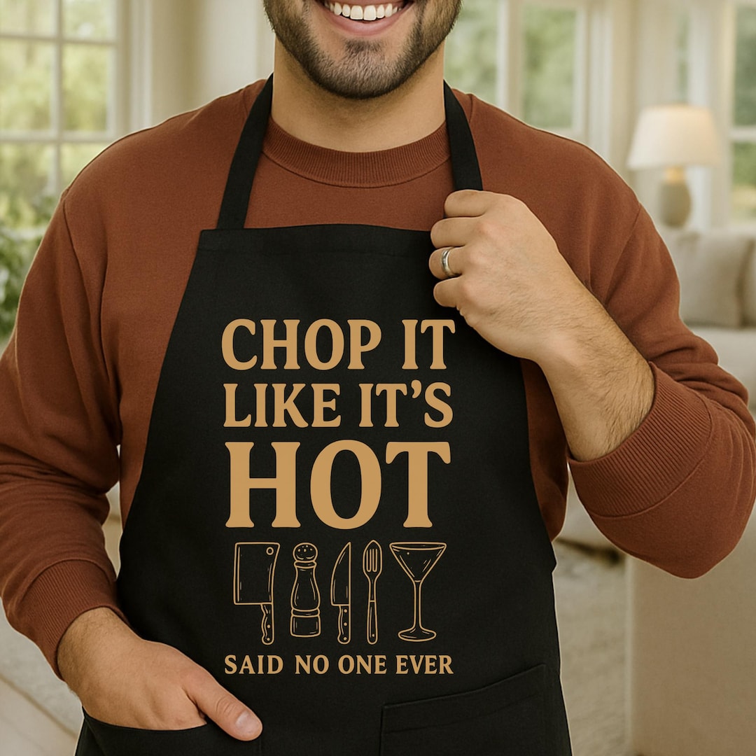 Funny Chef Apron Chop It Like It’s Hot, Kitchen Pun Cooking Apron for ...