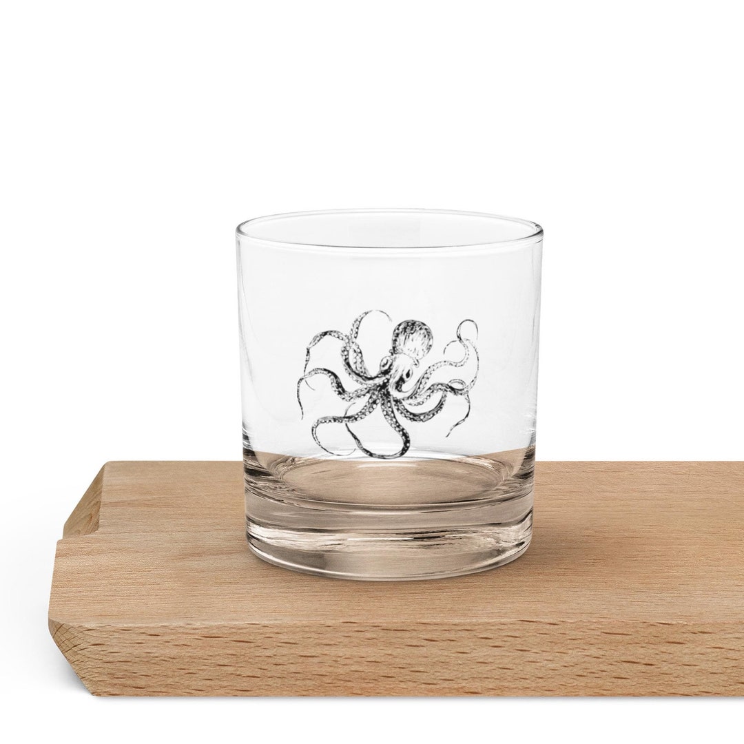 Octopus Etched Whiskey Glass - Nautical Ocean Lover Gift, Marine Life ...