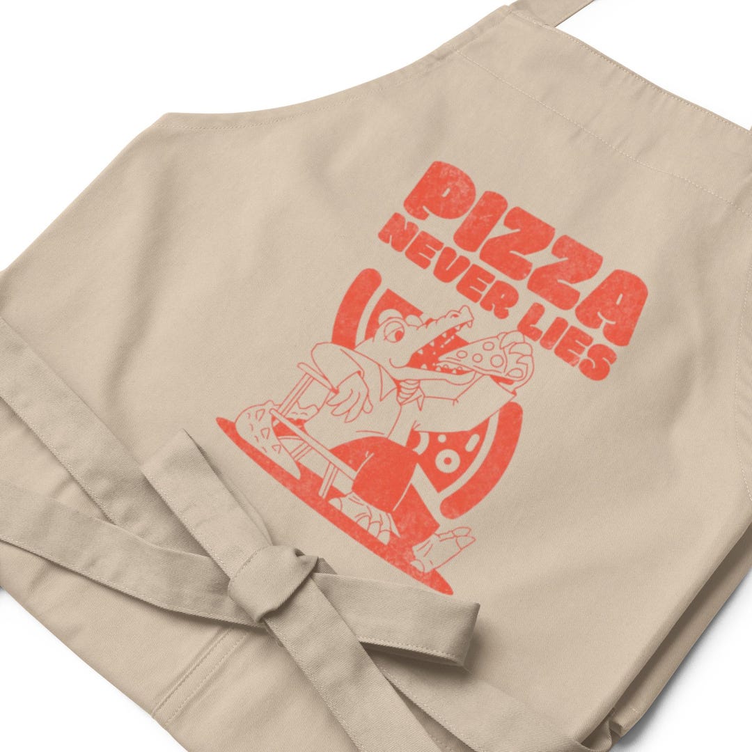 Organic Cotton Apron, Pizza-loving Alligator Chef Design - Etsy