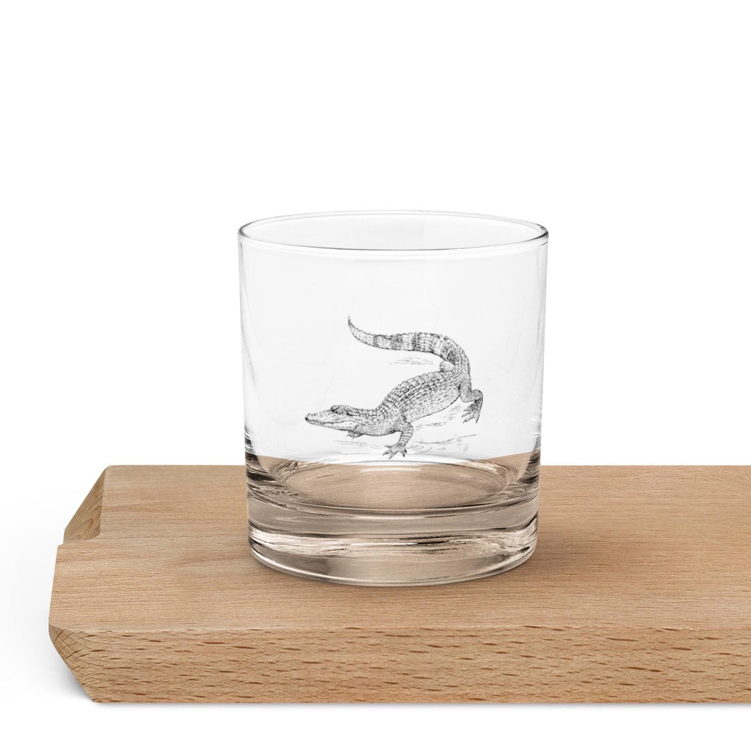 Alligator Whiskey Glass, Wildlife Rocks Glass, Rustic Bar Decor - Etsy