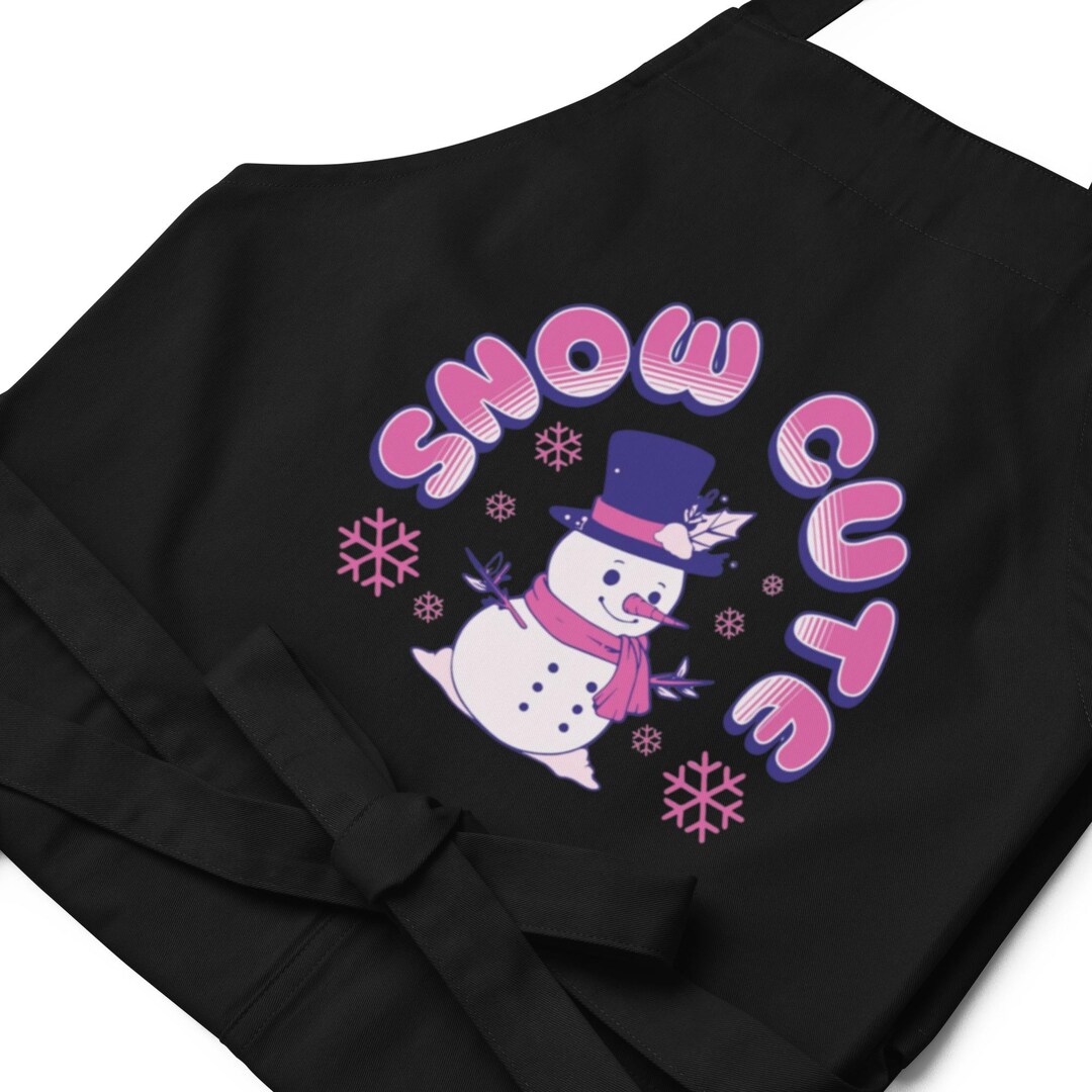 Snow Cute Apron for Winter Cooking – Organic Apron With Snowman Holiday ...