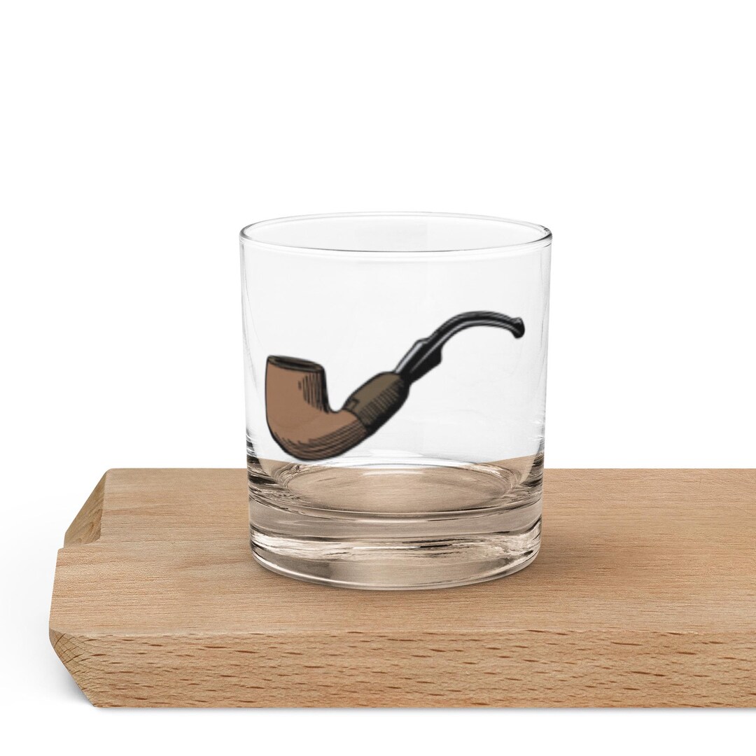 Classic Tobacco Pipe Design Whiskey Glass Rocks Glass for Vintage Style ...