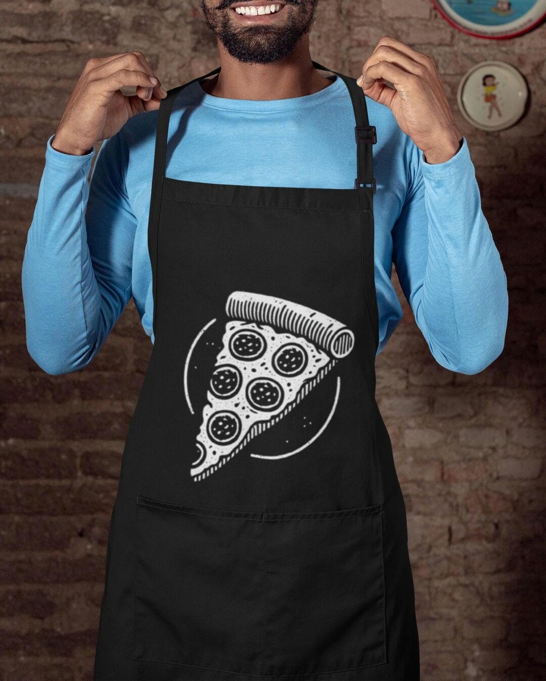 Pepperoni Pizza Apron, Apron With Pockets for Food Lovers, Fun and ...