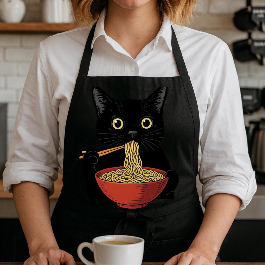 Funny Cat Ramen Apron - Cute Kitchen Cooking Apron, Cat Lover Gift ...