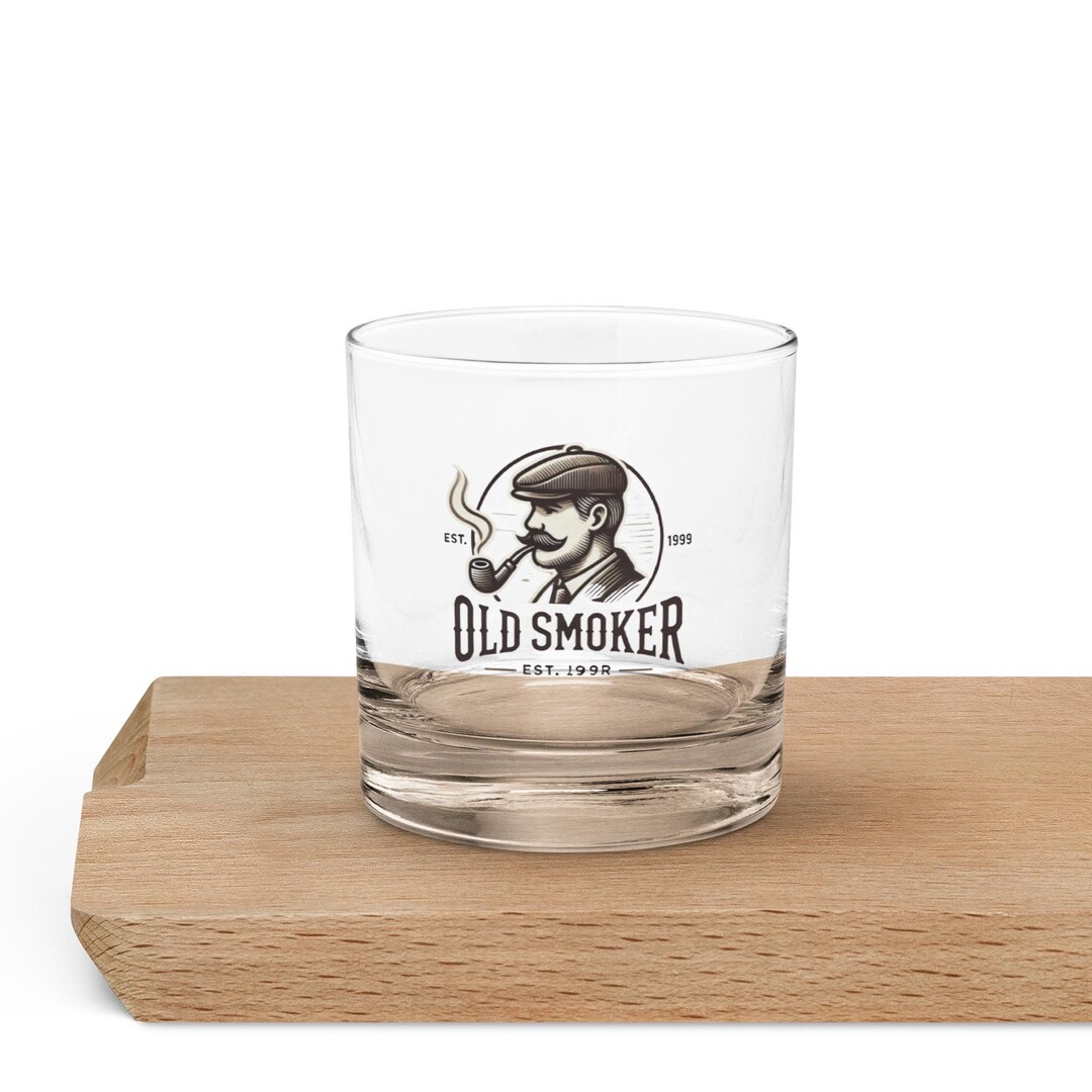 Vintage Whiskey Glass With Old Smoker Design – Classic 1999 Pipe Smoker ...