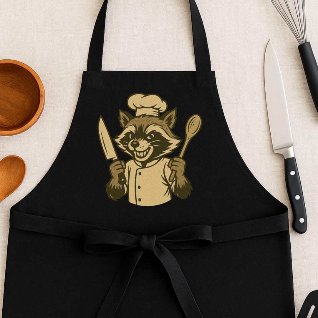 Comic Raccoon Chef Apron Funny Cooking Apron Gift for Him BBQ Baking ...