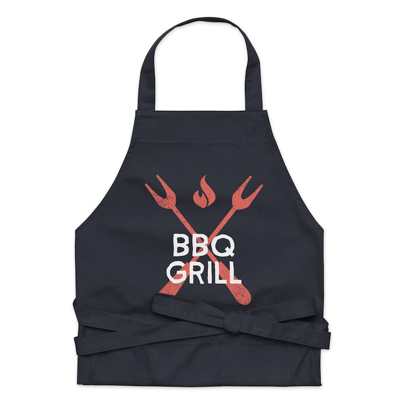 Rustic BBQ Apron With Grill Fork Design - Apron With Pockets for ...
