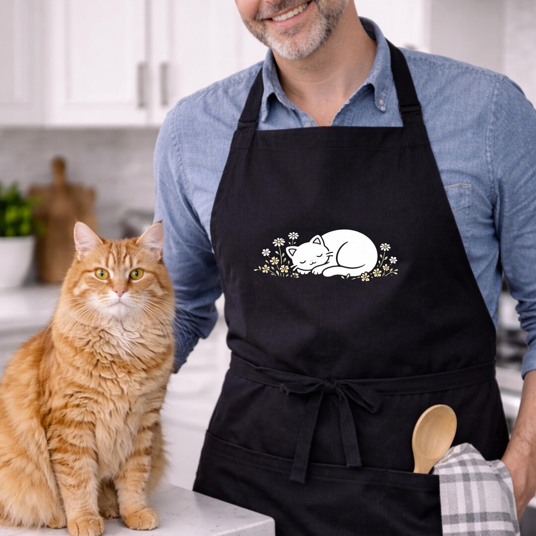 Cottagecore Cat Apron, Floral Kitchen Apron, Lover Gift - Etsy