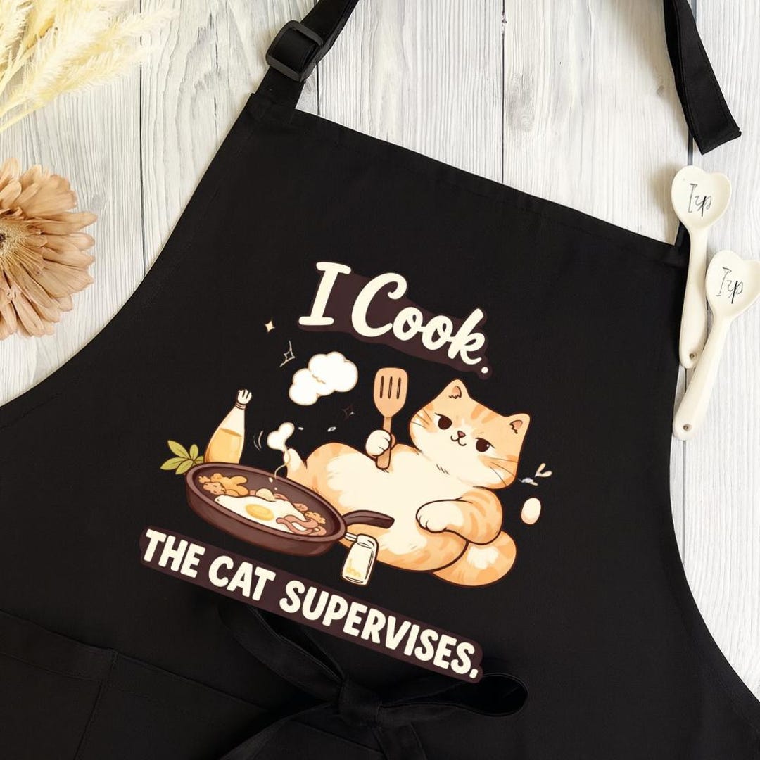 Lazy Cat Chef Apron Funny Cat Cooking Apron Cute Cat Kitchen Apron Cat ...