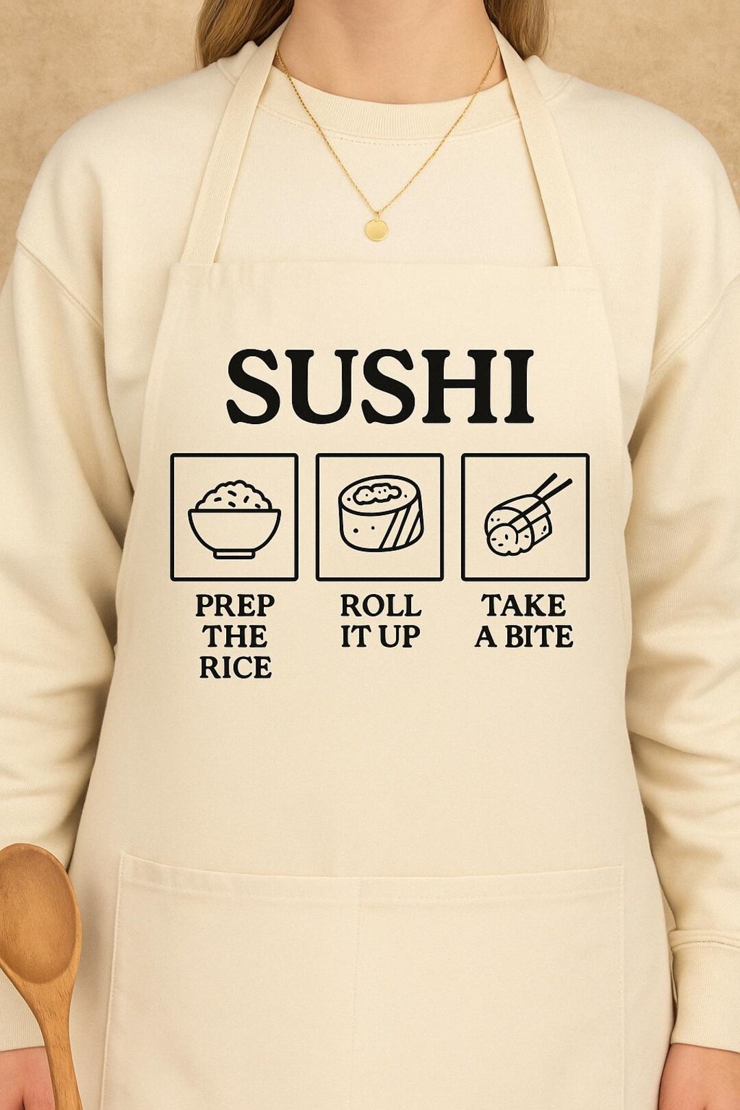 Sushi Recipe Apron, Organic Cotton, Food Lovers Gift - Etsy