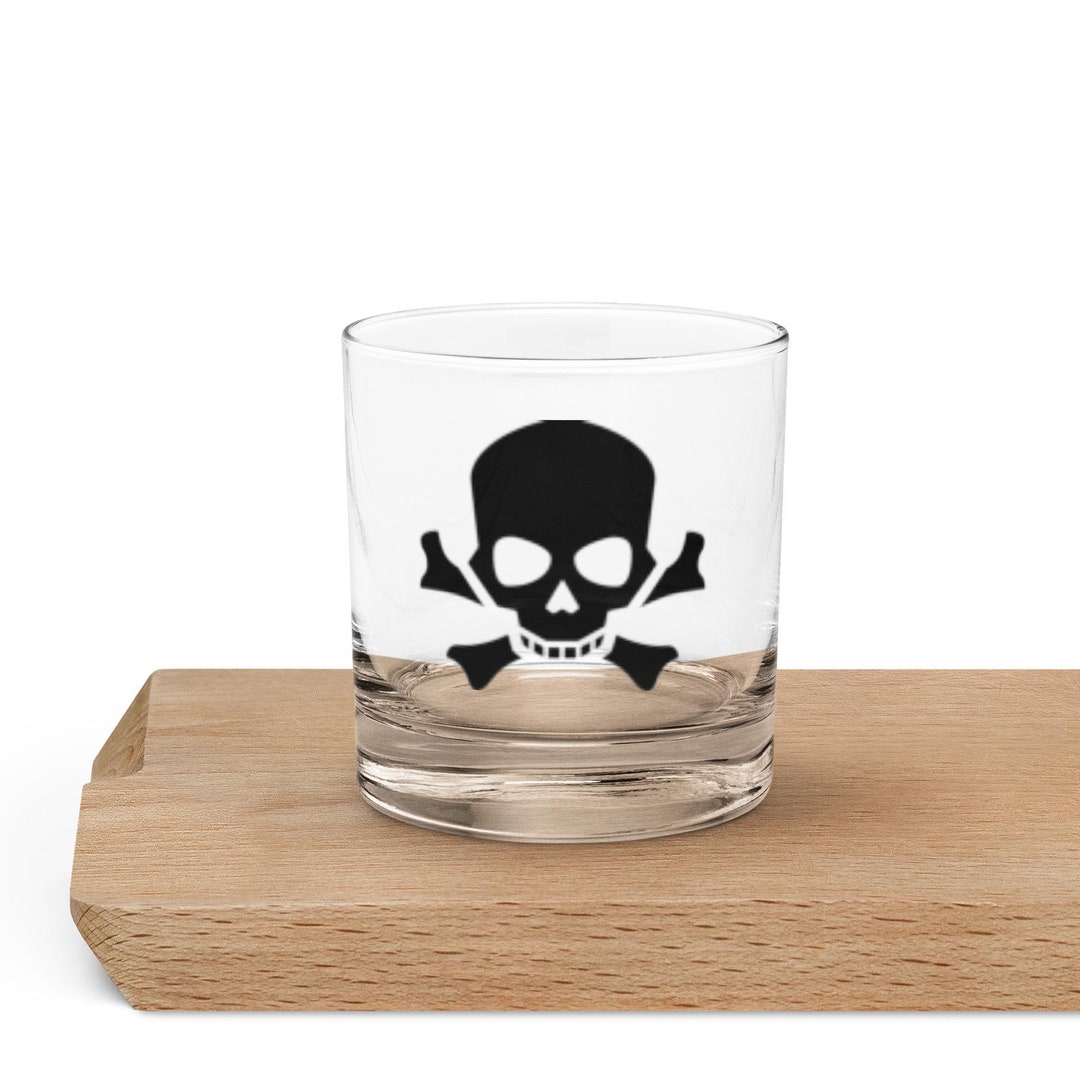 Skull and Crossbones Whiskey Glass - Unique Rocks Glass for Skull ...