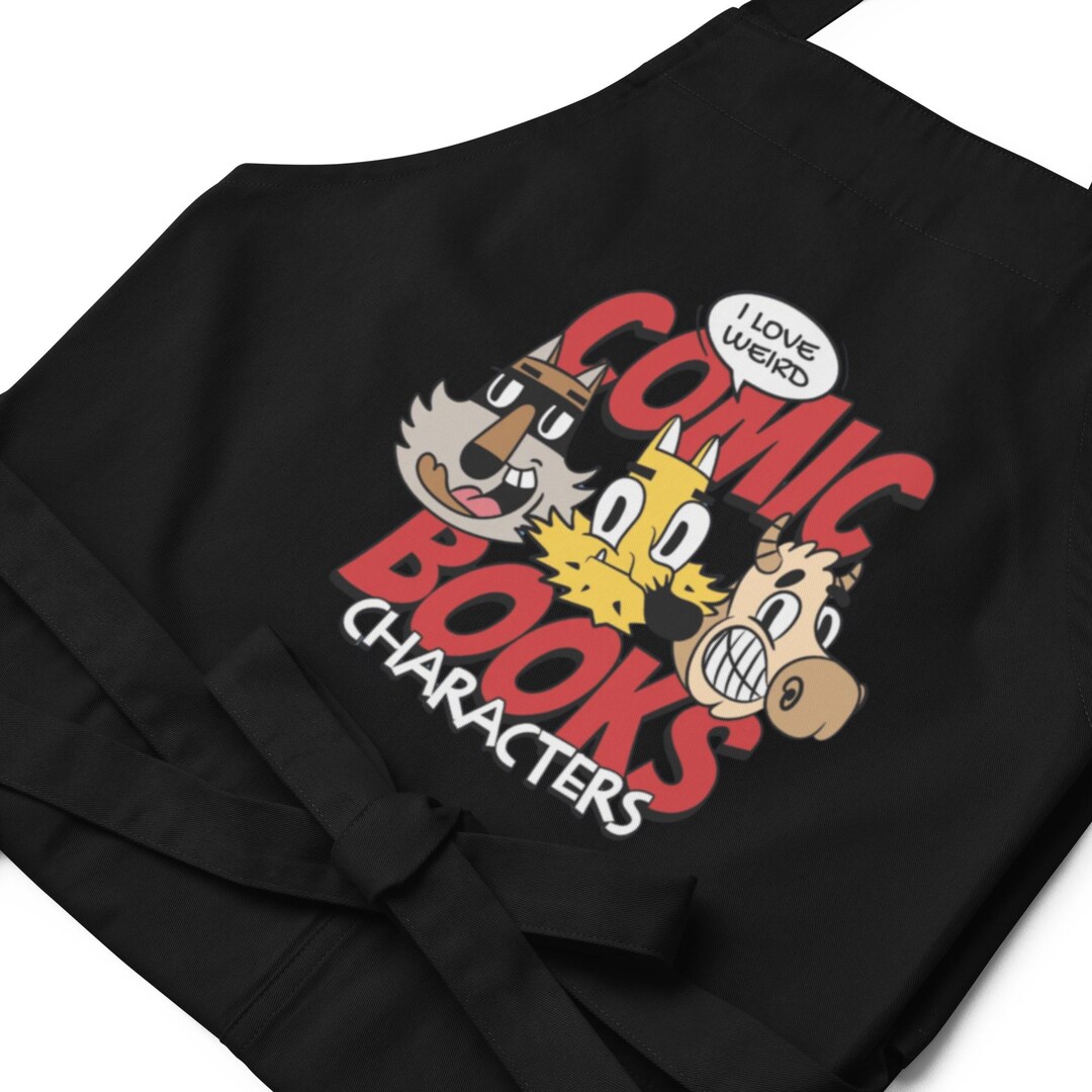 Organic Cotton Apron Comic Characters, Fun Kitchen Apron for Comic ...