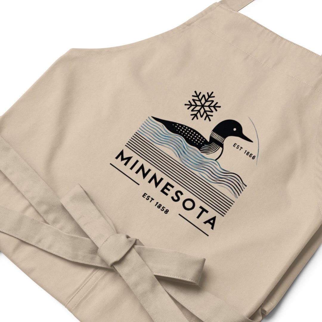 Minnesota State Apron Featuring Loon and Snowflake Design, Lake Life ...
