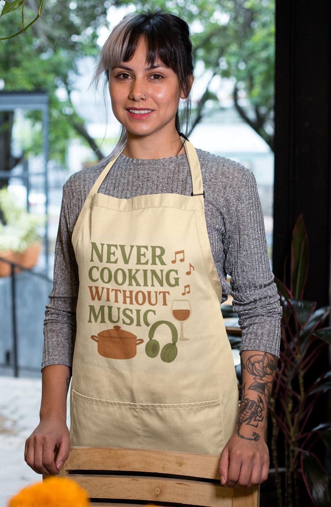 Funny Music Apron, Retro Music Apron, Chef Apron, Music Lover Kitchen ...