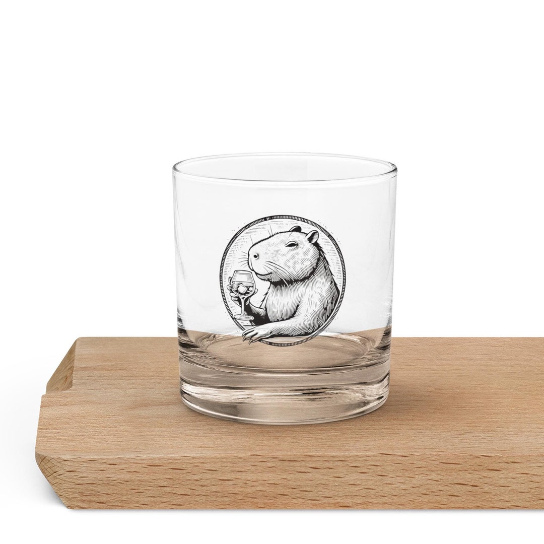 Capybara Whiskey Glass - Woodcut Animal Design Barware - Etsy