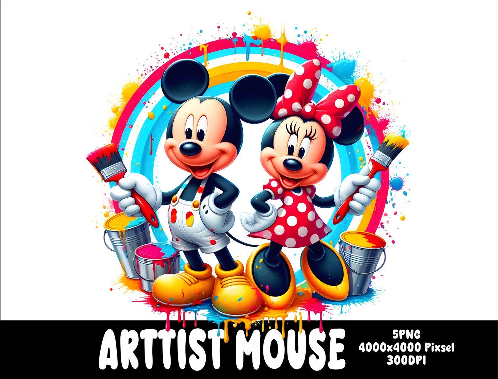 5 PNG Mouse Artist Png Stitch Splash and Watercolor Png Painting Mouse ...