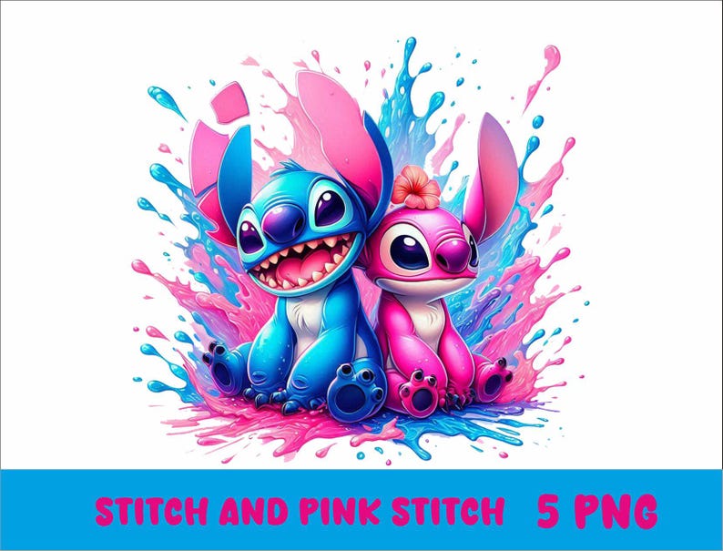Stitch and Pınk Stıtch 5 PNG Stitch Splash and Watercolor Png Stitch ...