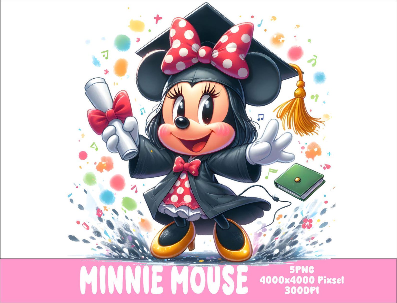 5 PNG Graduate Minnie Png Mouse Splash and Watercolor Png Minnie ...
