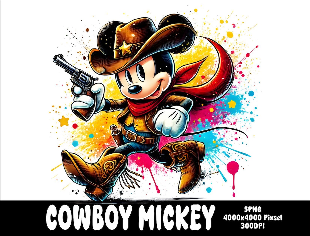 5 PNG Cowboy Mickey Png Mouse Splash and Watercolor Png Mickey ...