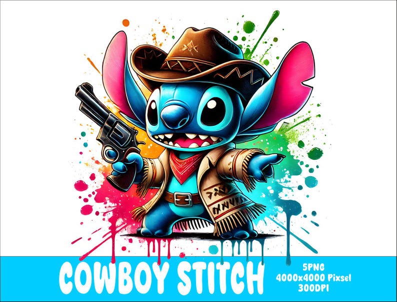Cowboy Stitch 5 PNG Cowboy Stitch Splash and Watercolor Png Stitch ...