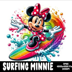 5 PNG Surfing Minnie Png Mouse Splash and Watercolor Png Minnie ...