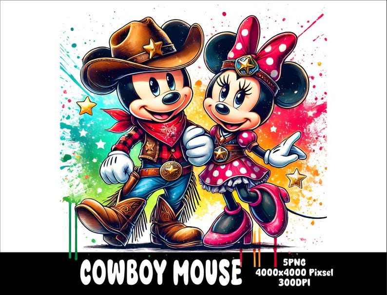 5 PNG Cowboy Png Mouse Splash and Watercolor Png Mouse Transparent PNG ...