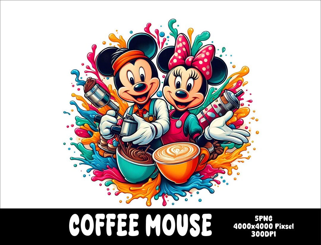 5 PNG Coffee Mickey and Minnie Png Stitch Splash and Watercolor Png ...