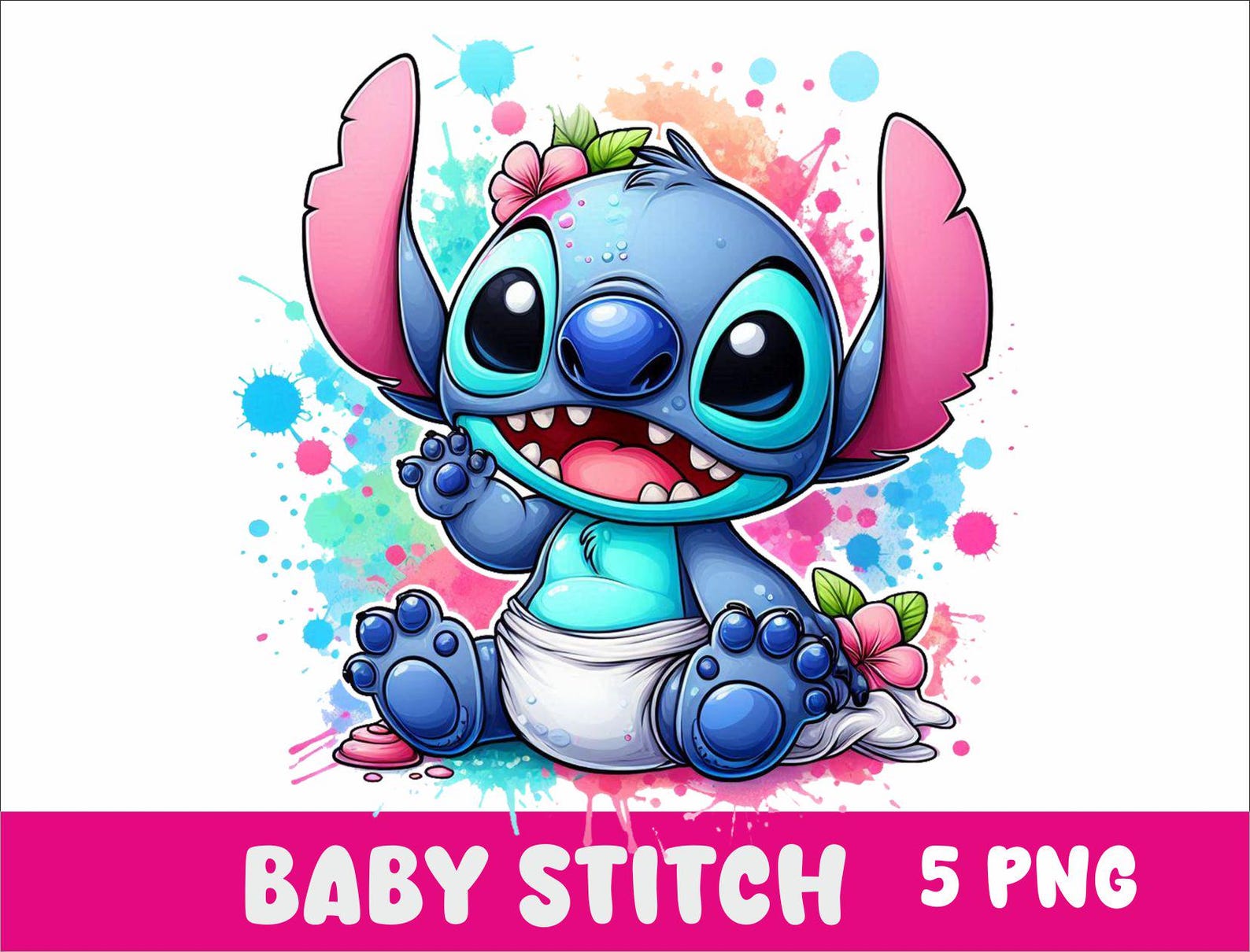 Baby Stitch 5 PNG Baby Stitch Splash and Watercolor Png Stitch ...
