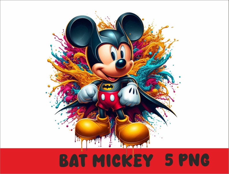 Bat Hero Mickey 5 PNG Bat Mickey Splash and Watercolor Png Superhero ...
