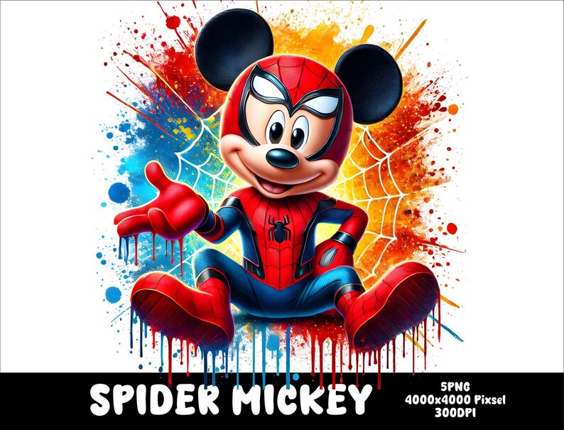 5 PNG Superhero Mickey Png Spider Hero Mouse Splash and Watercolor Png ...