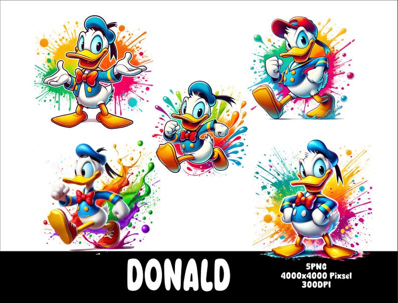 Donald 5 PNG Duck Splash and Watercolor Png Transparent PNG File for ...