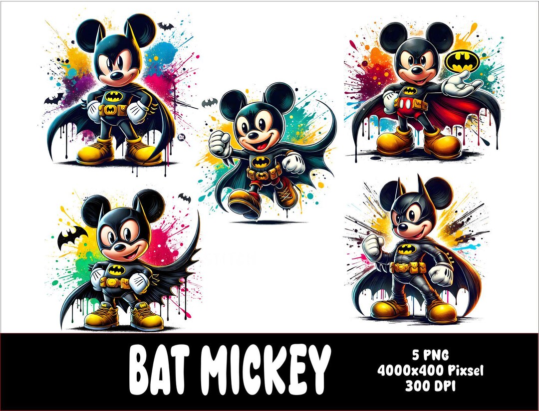 Bat Hero Mickey 5 PNG Bat Mickey Splash and Watercolor Png Superhero ...