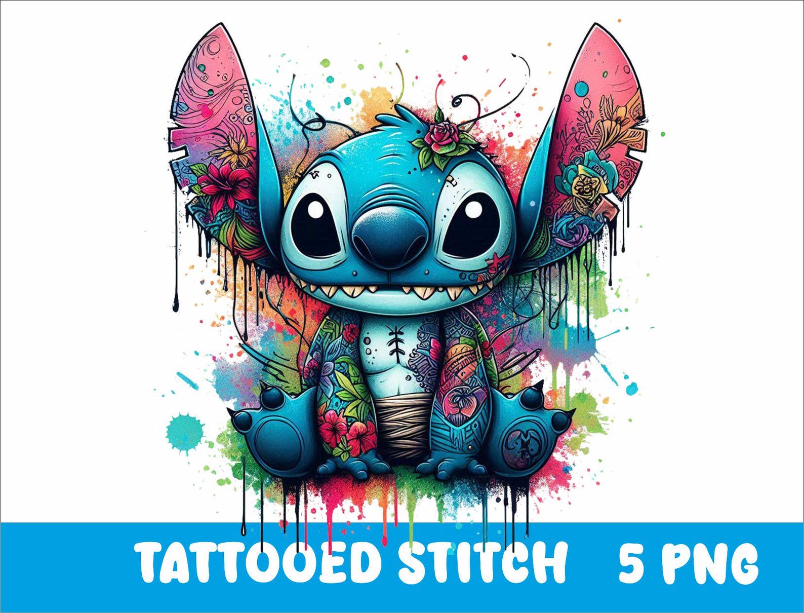 Stitch 5 PNG Stitch Splash and Watercolor Png Stitch Transparent PNG ...