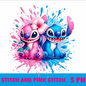 Stitch and Pınk Stıtch 5 PNG Stitch Splash and Watercolor Png Stitch ...