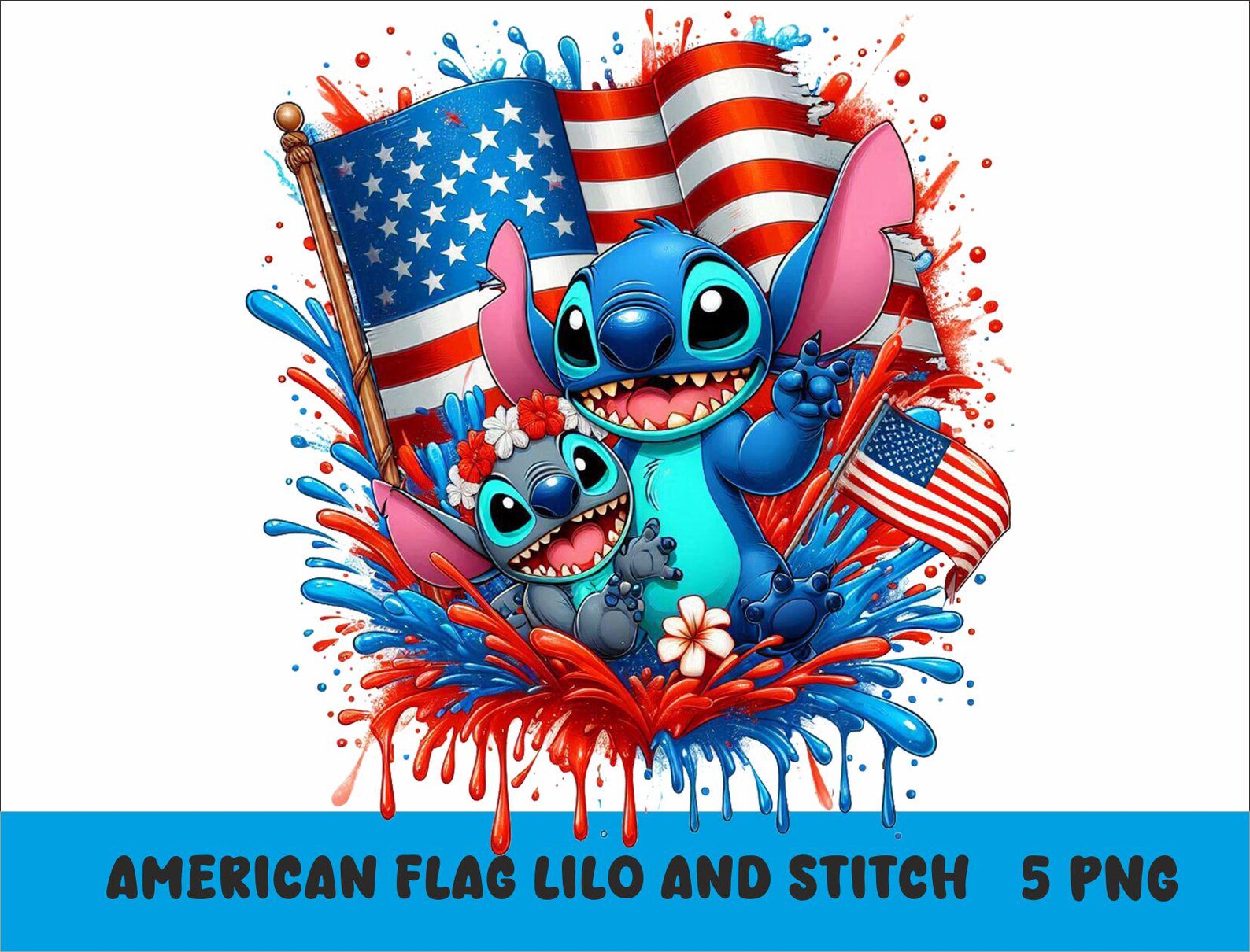 American Flag Lilo and Stitch 5 PNG Lilo and Stitch Splash and ...