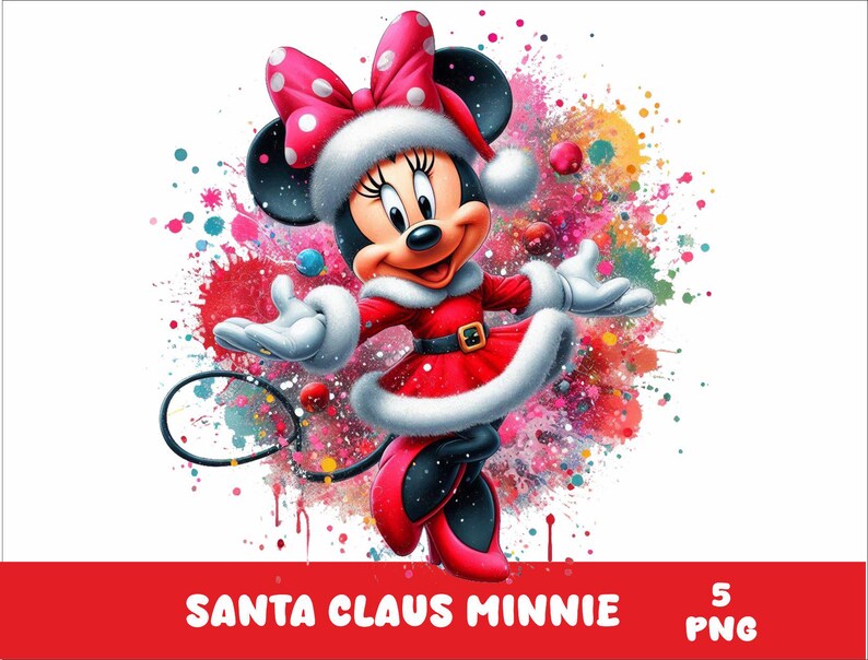 Santa Minnie 5 PNG Santa Mouse Splash and Watercolor Png Minnie ...