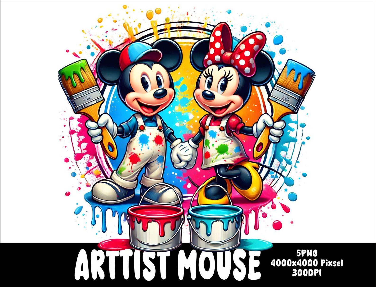 5 PNG Mouse Artist Png Stitch Splash and Watercolor Png Painting Mouse ...