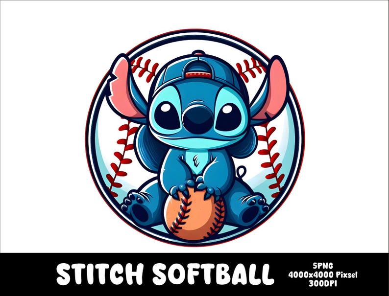 5 PNG Stitch Softball Splash and Watercolor Transparent PNG File for ...