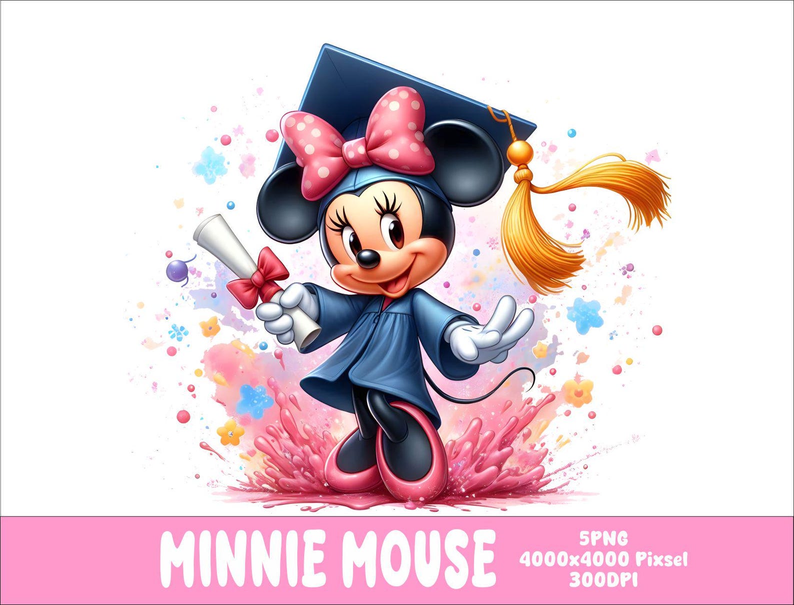 5 PNG Graduate Minnie Png Mouse Splash and Watercolor Png Minnie ...