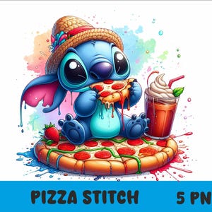 Hungry Stitch 5 PNG Pizza Stitch Splash and Watercolor Png Stitch ...