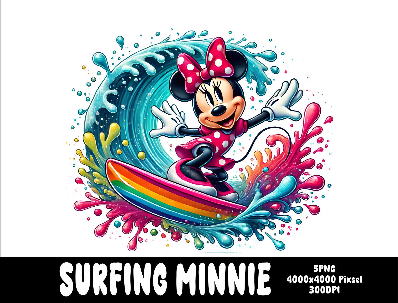 5 PNG Surfing Minnie Png Mouse Splash and Watercolor Png Minnie ...