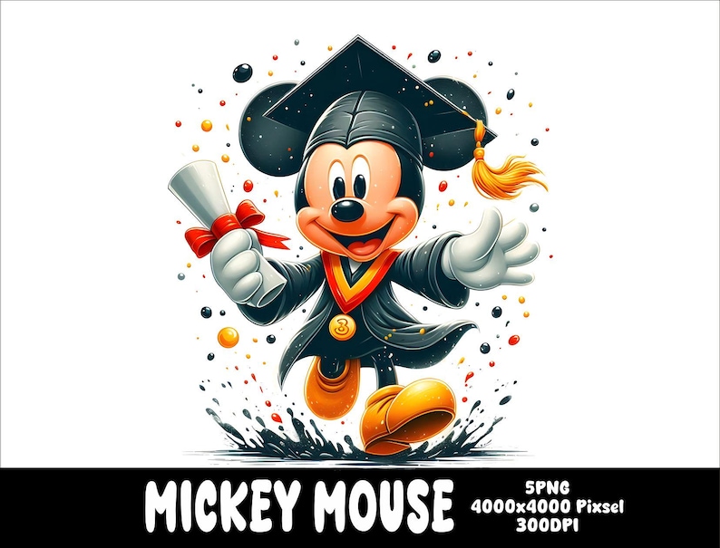 5 PNG Graduate Mickey Png Mouse Splash and Watercolor Png Mickey ...