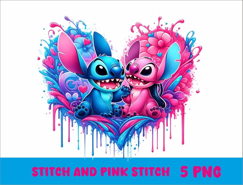 Stitch and Pınk Stıtch 5 PNG Stitch Splash and Watercolor Png Stitch ...