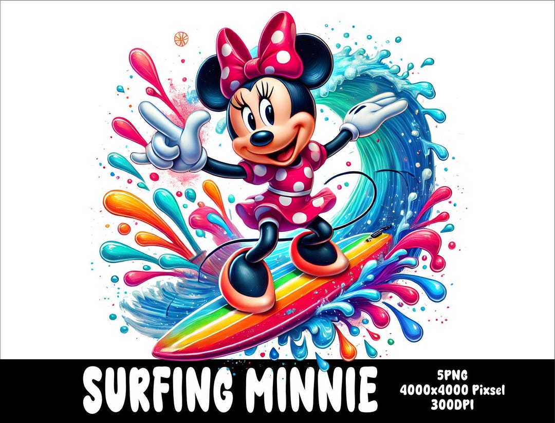 5 PNG Surfing Minnie Png Mouse Splash and Watercolor Png Minnie ...